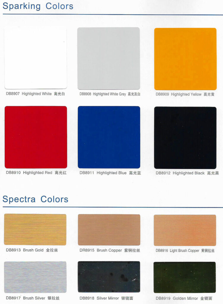 ACP Panels color chart- Aluminum Composite Panel Supplier